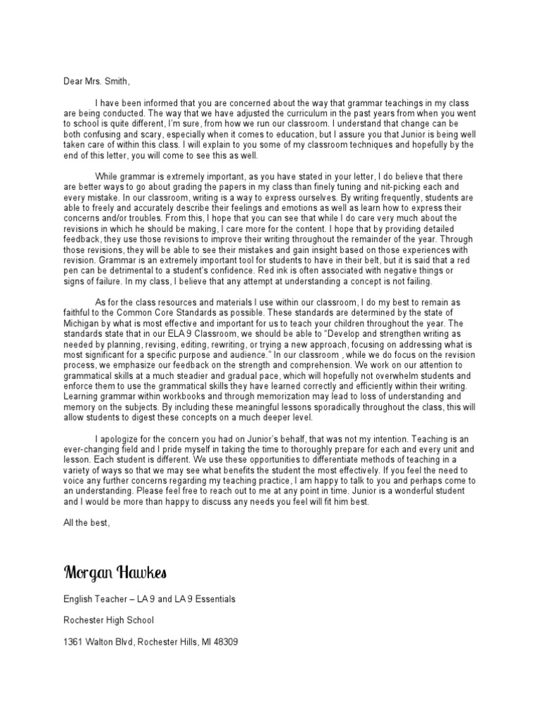 Grammar Letter Assignment 1 | PDF | Classroom | Communication