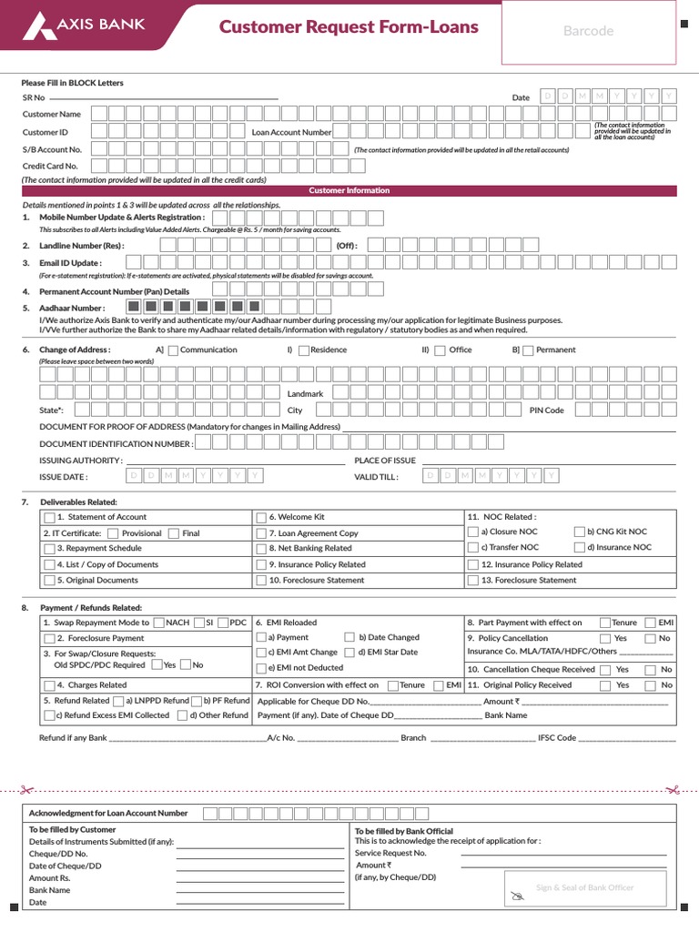 Customer Request Form | PDF | Payments | Banks