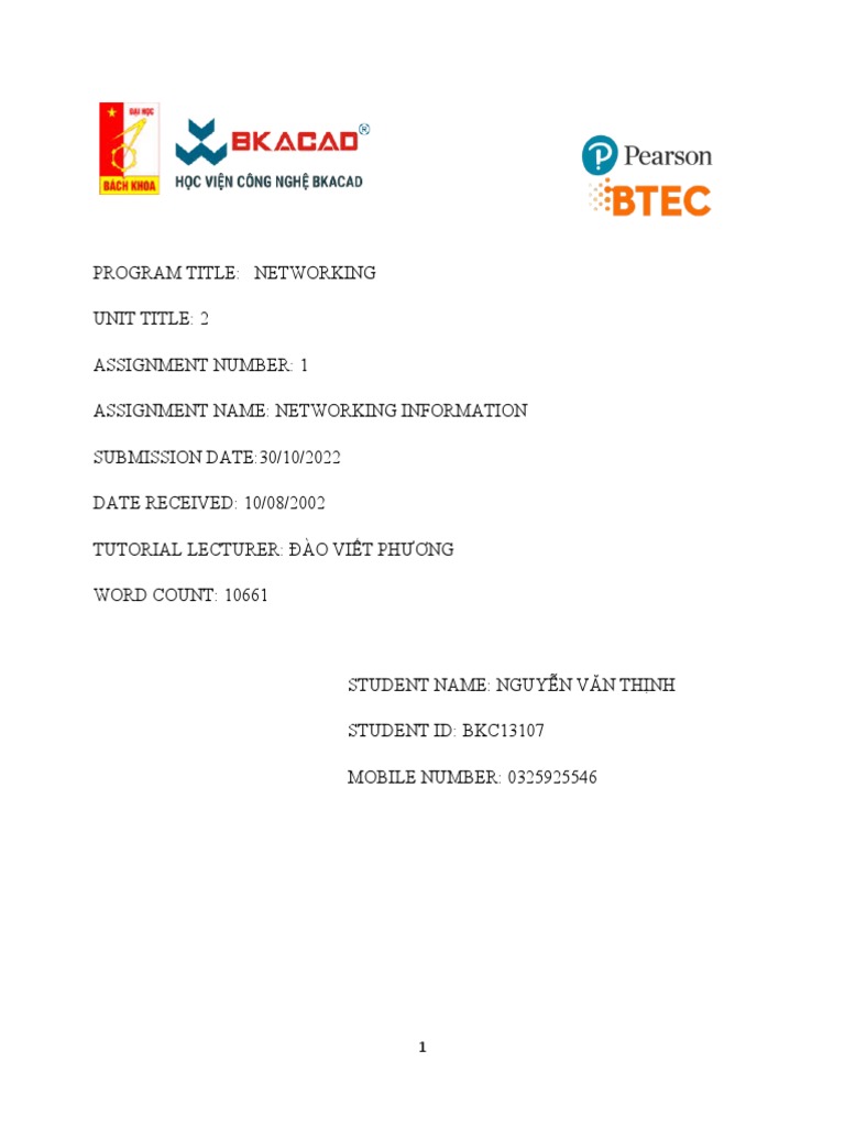 Nguyenvanthinh Bkc13107 N01k13 Pdf Computer Network Network Topology