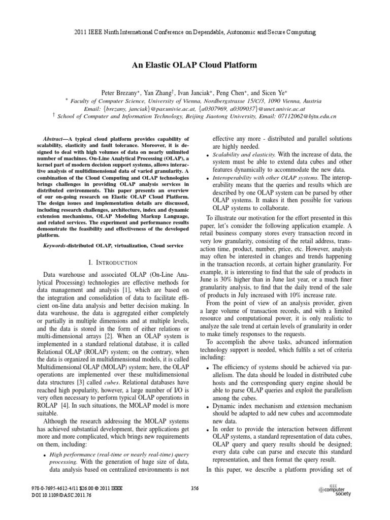 09 - An Elastic OLAP Cloud Platform | PDF | Data Warehouse | Cloud Computing