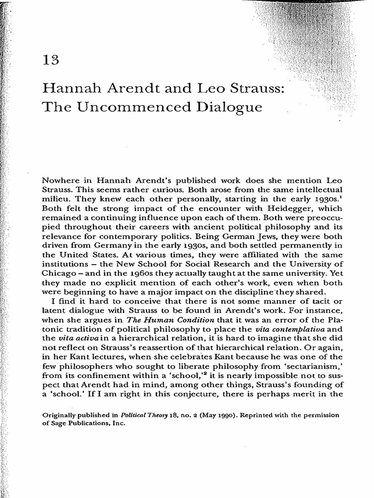 Ronald Beiner, Arendt and Strauss | PDF | Immanuel Kant | Philosophy