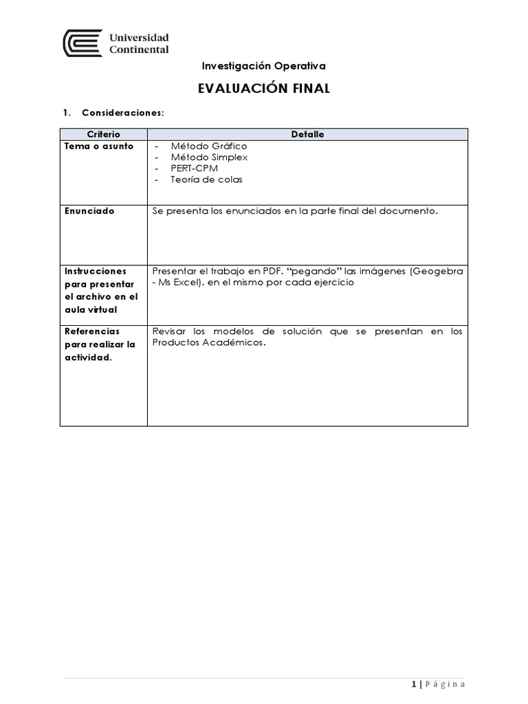 Evaluación Final-ASUC01386-Investigacion Operativa | PDF | Evaluación | Ciencias de la Computación