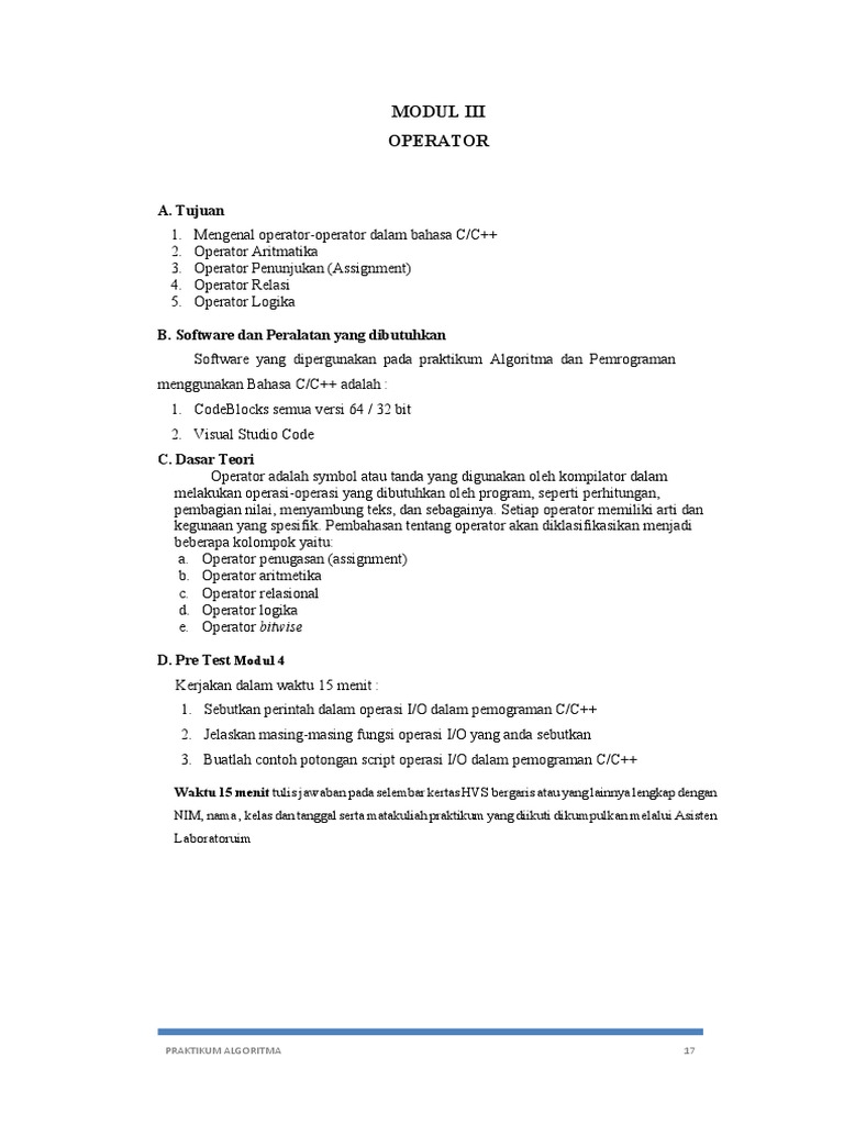 Modul Algoritma Dan Pemrograman (SI) Ganjil 2022-2023 | PDF | Teknologi & Rekayasa