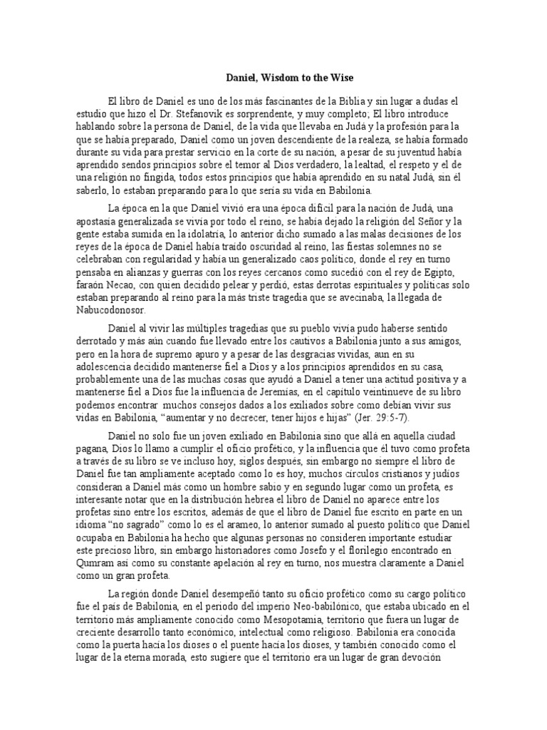 Daniel, Wisdom To The Wise | PDF | Daniel (figura bíblica) | Libro de ...