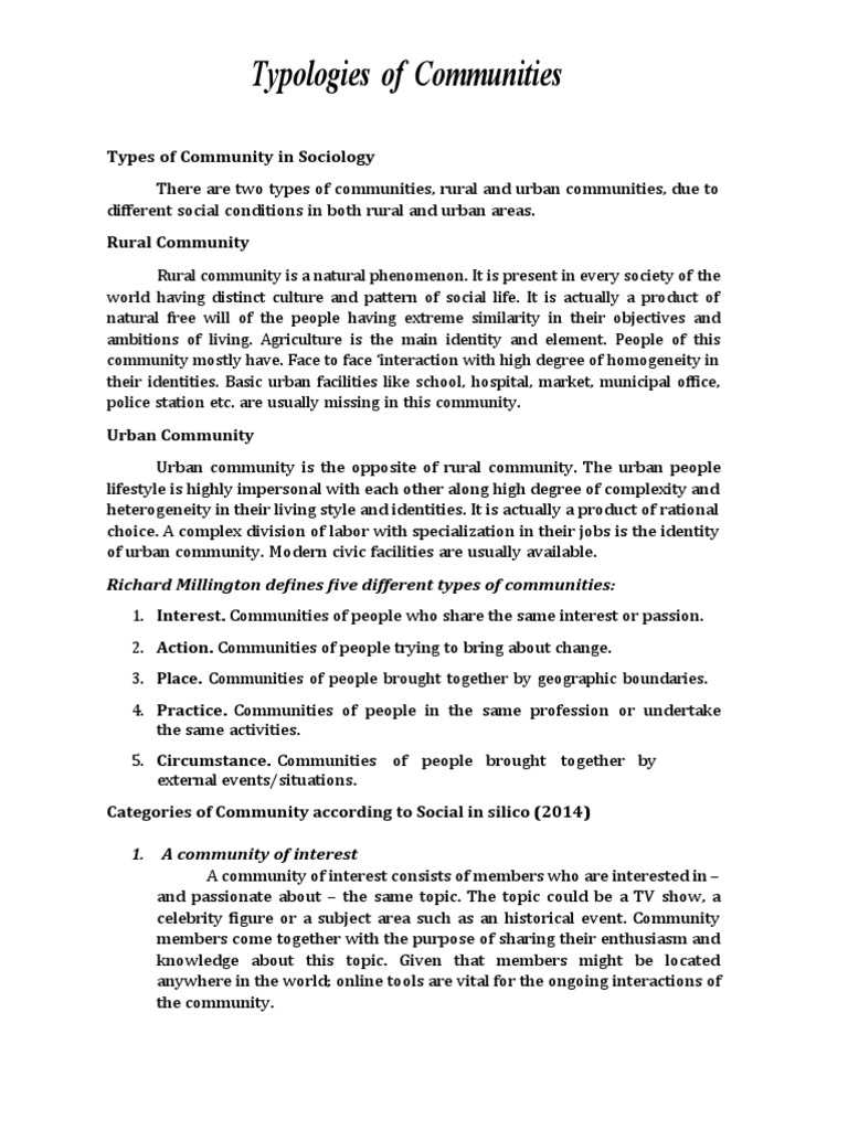 Typologies of Communities | PDF | Community | Experience