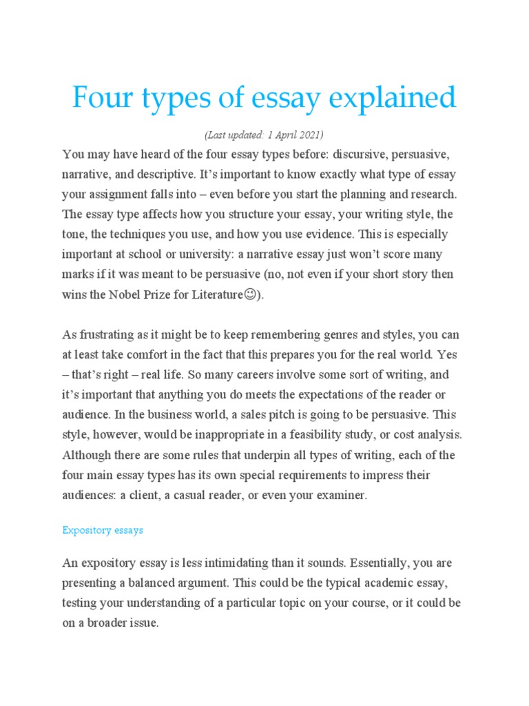 Understanding Four Essay Types | PDF | Essays | Rhetoric