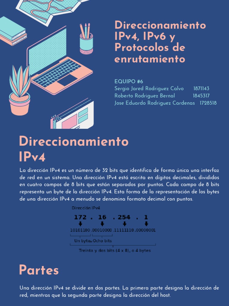 Equipo 6 - Tema IPv4, IPv6 y Protocolos | PDF | Dirección IP | Enrutador (Computación)