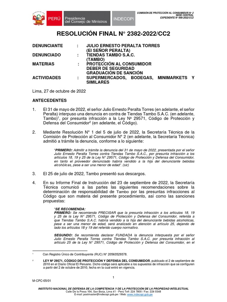 Resolucion 2382 2022 - CC2 | PDF | Protección al Consumidor | Multa (pena)