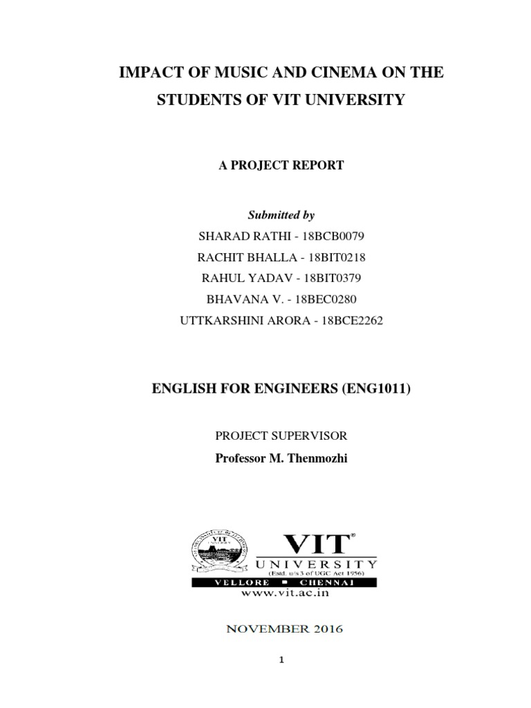Impact of Music and Cinema On The Students of Vit University - Project ...