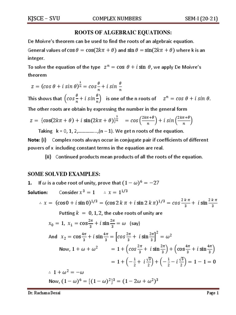 3 - Roots of Complex Numbers | PDF | Square Root | Complex Number