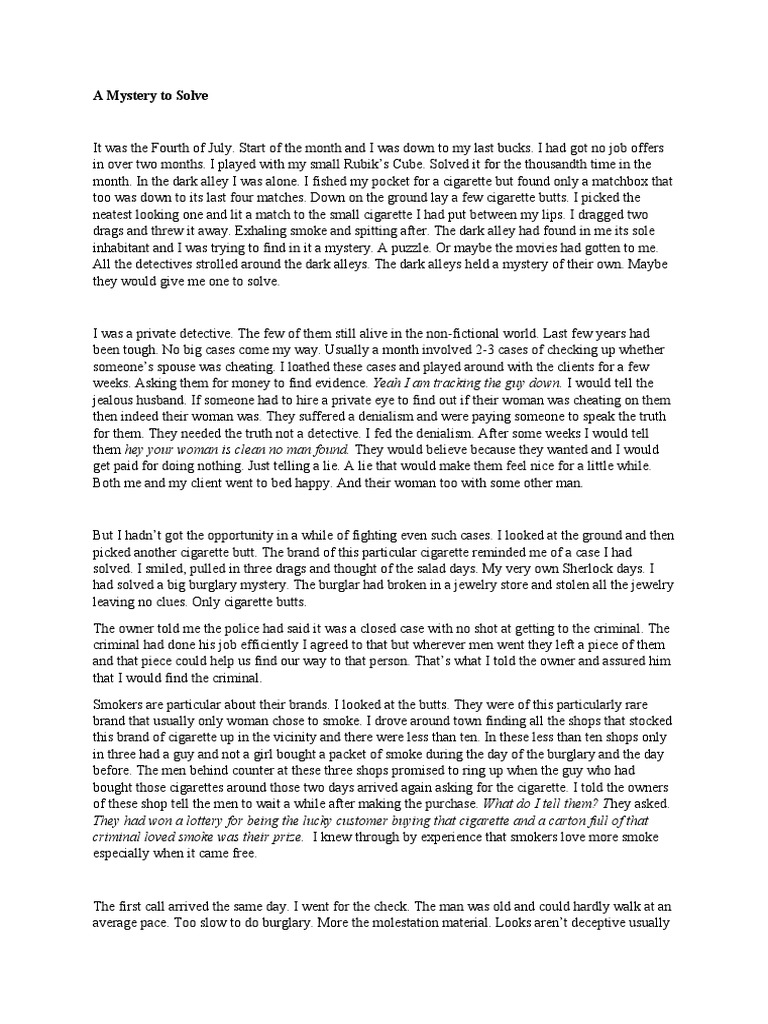 A Mystery To Solve | PDF