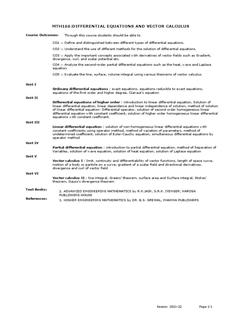 MTH 166 | PDF | Differential Equations | Equations