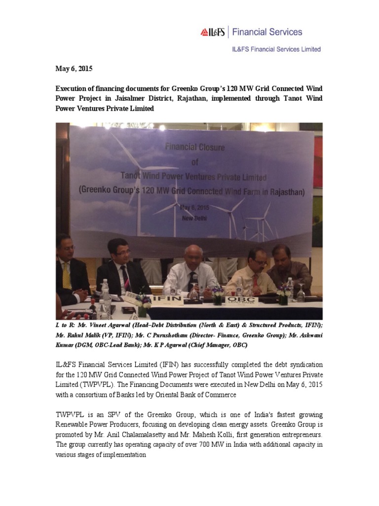 Tanot Wind Power Ventures Private Limited | PDF