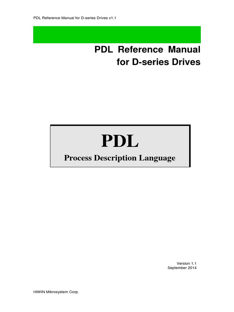 PDL reference for D-series Drive V1.1_Manual(EN) | PDF | Subroutine | Pointer (Computer Programming)