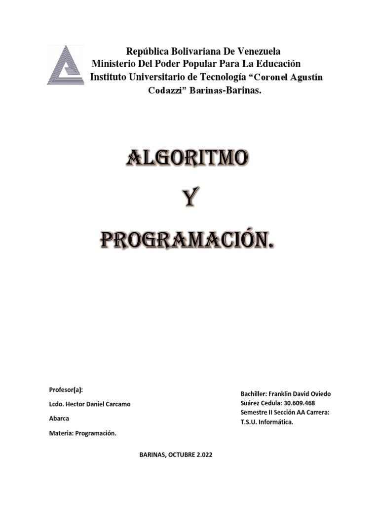 Algoritmo y Programación | PDF | Algoritmos | Lenguaje de programación