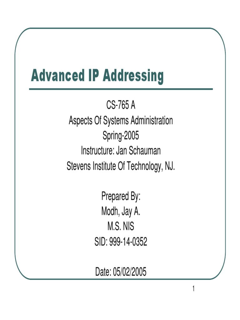 Advanced IP Addressing | PDF | Ip Address | I Pv6