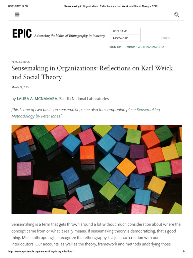 Sensemaking in Organizations_ Reflections on Karl Weick and Social Theory - EPIC | PDF ...