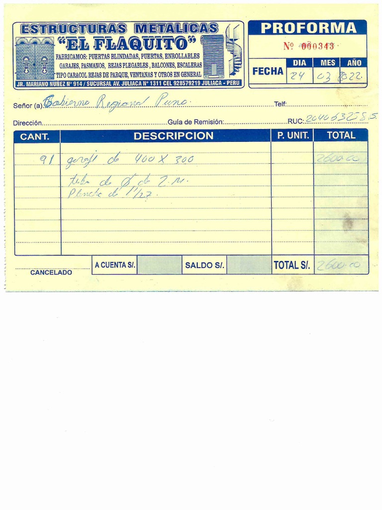 Modelo de Proforma | PDF