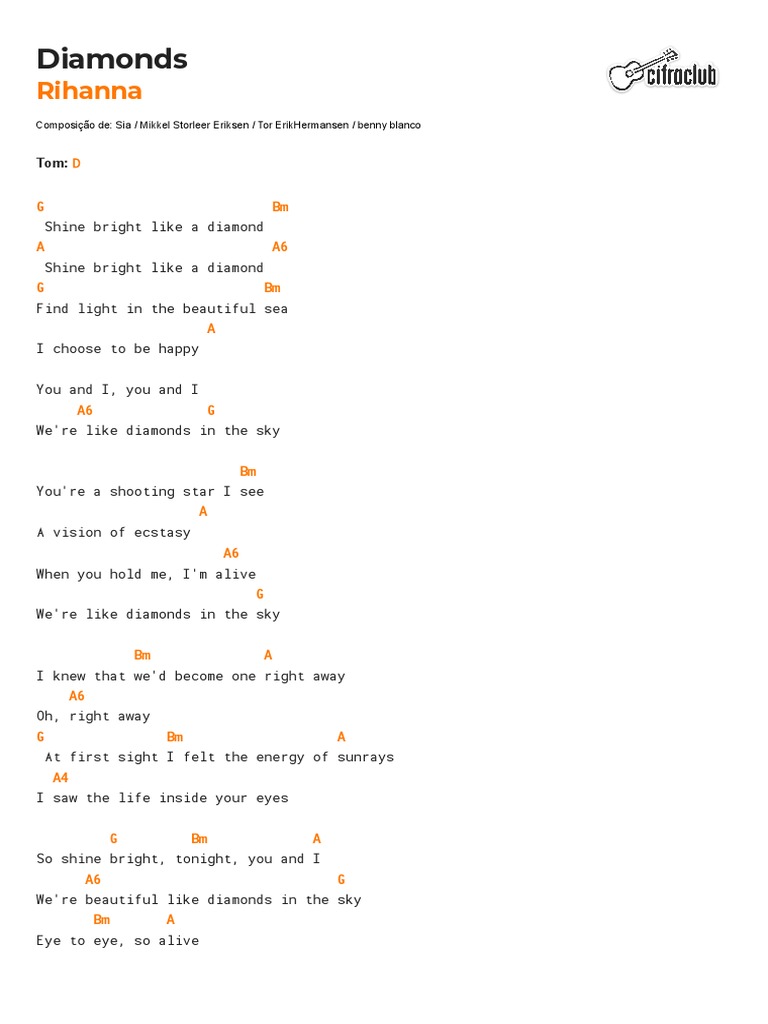 Cifra Club - Rihanna - Diamonds | PDF | Songs