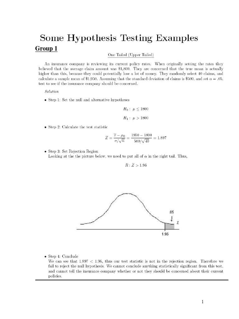 Hypothesis Testing Examples | PDF | Standard Deviation | Sampling ...