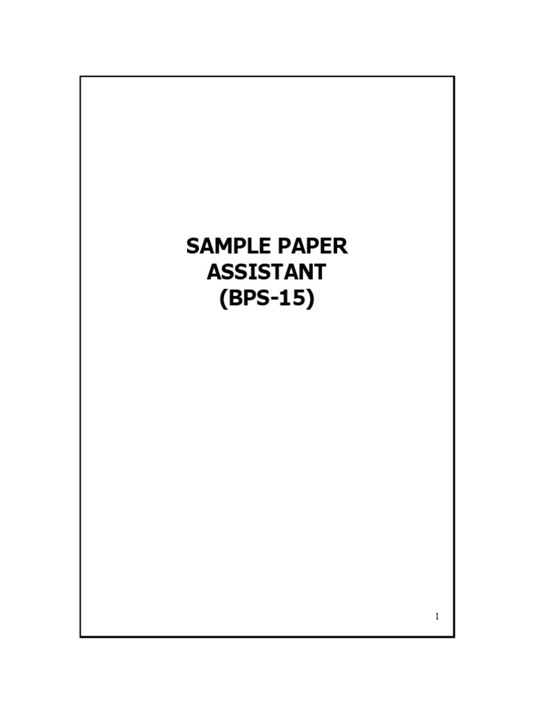 Sample Paper for BPS-15 Assistant Position | PDF