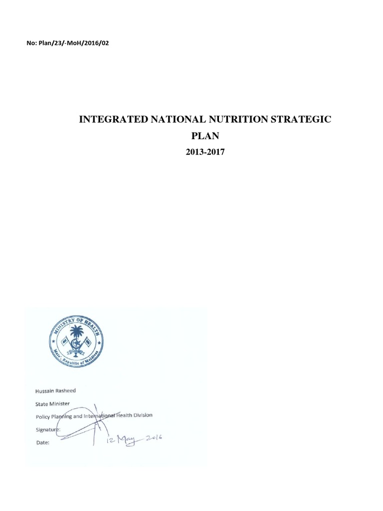 Integrated National Nutrition Strategic Plan (2013-2017): Addressing Malnutrition in Maldives ...
