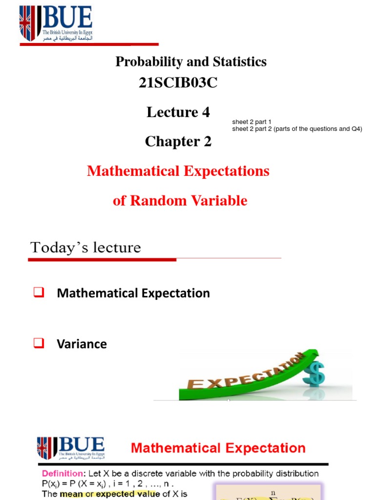 Lecture 4 Mathematical Expectation of Random Variables | PDF Lecture 4 Mathematical Expectation of Random Variables | PDF