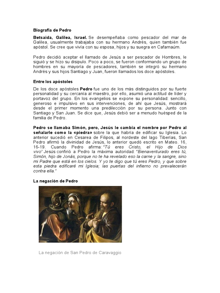 Biografía de San Pedro: El primer líder de la Iglesia Católica | PDF ... Biografía de San Pedro: El primer líder de la Iglesia Católica | PDF ...