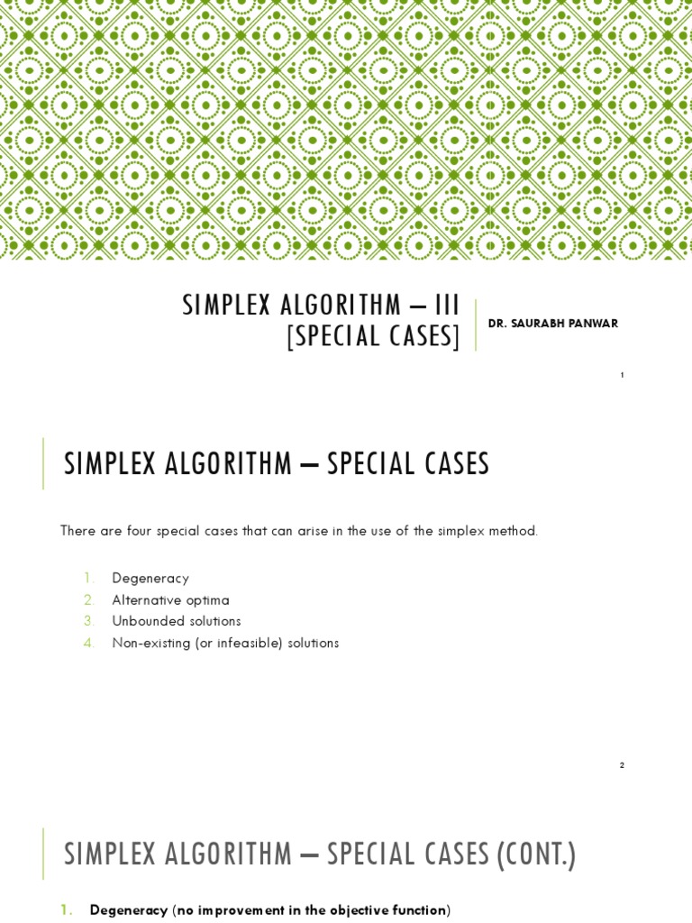 Simplex Algorithm - Special Cases | PDF | Mathematical Optimization | Mathematical Logic