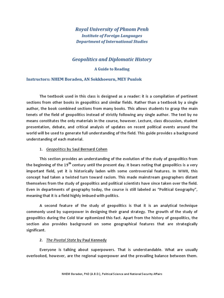 A Guide To Reading Geopolitics | PDF | Geopolitics | Superpowers
