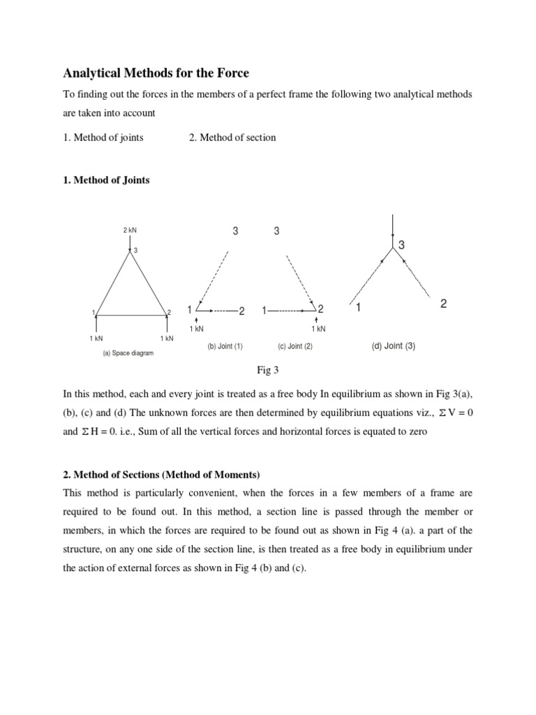 Analytical Methods for Calculating Truss Forces | PDF | Truss | Force
