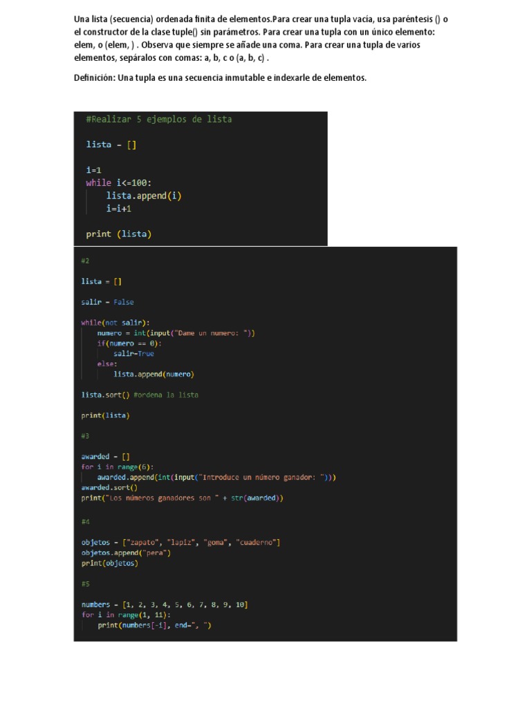 Tuplas y Diccionarios en Python | PDF