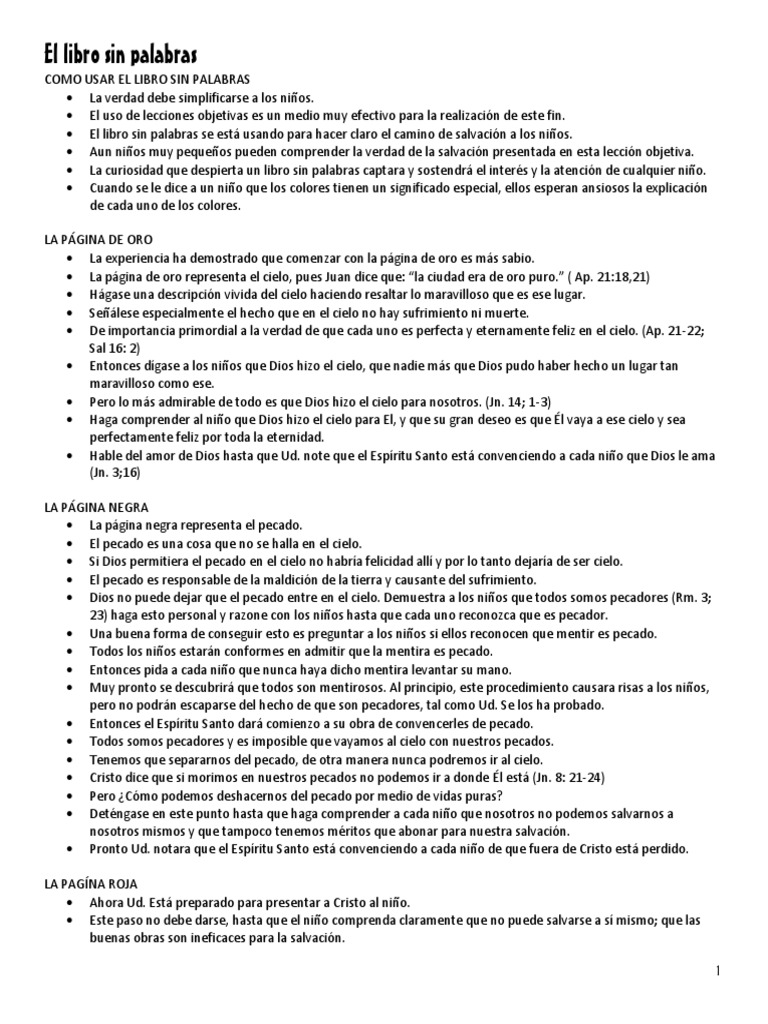 Libro Sin Palabras | PDF | Cristo (título) | Pecado