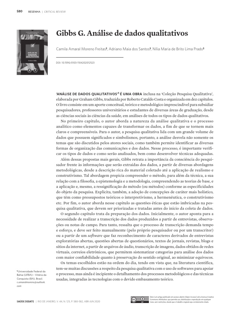 Análise de Dados Qualitativos de Gibbs | PDF | Pesquisa qualitativa ...