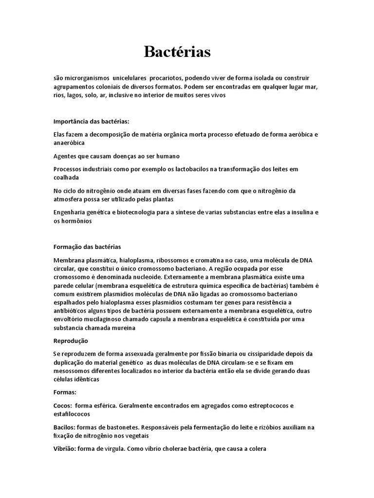 Bactérias | PDF | Bactérias | Célula (Biologia)