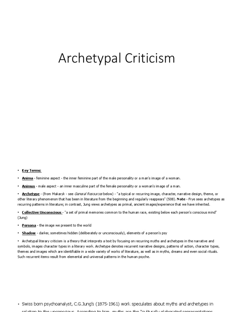 Archetypal Criticism | PDF | Archetype | Psychology