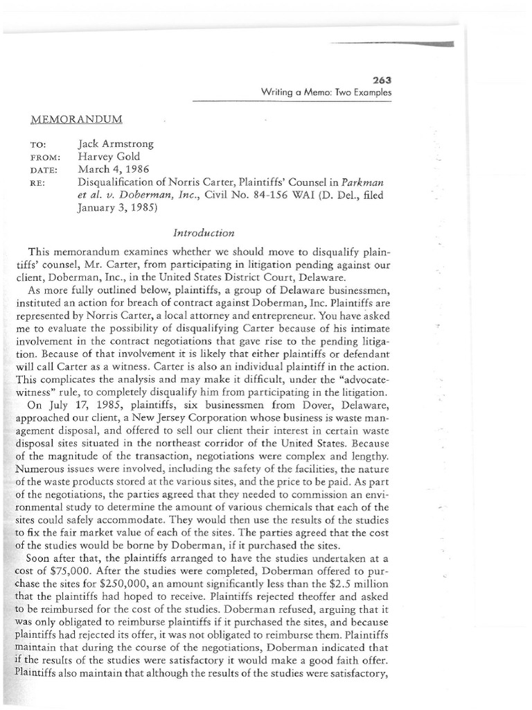 Charrow Memo Example | PDF