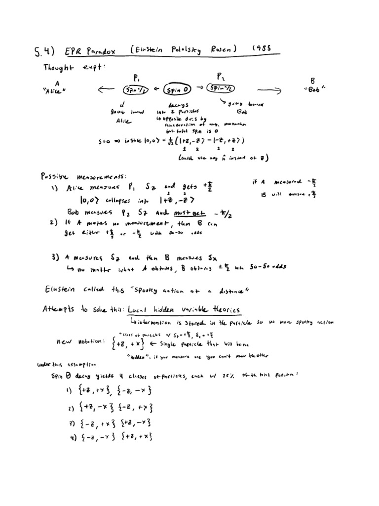 Quantum - EPR and Bell's Theorem | PDF