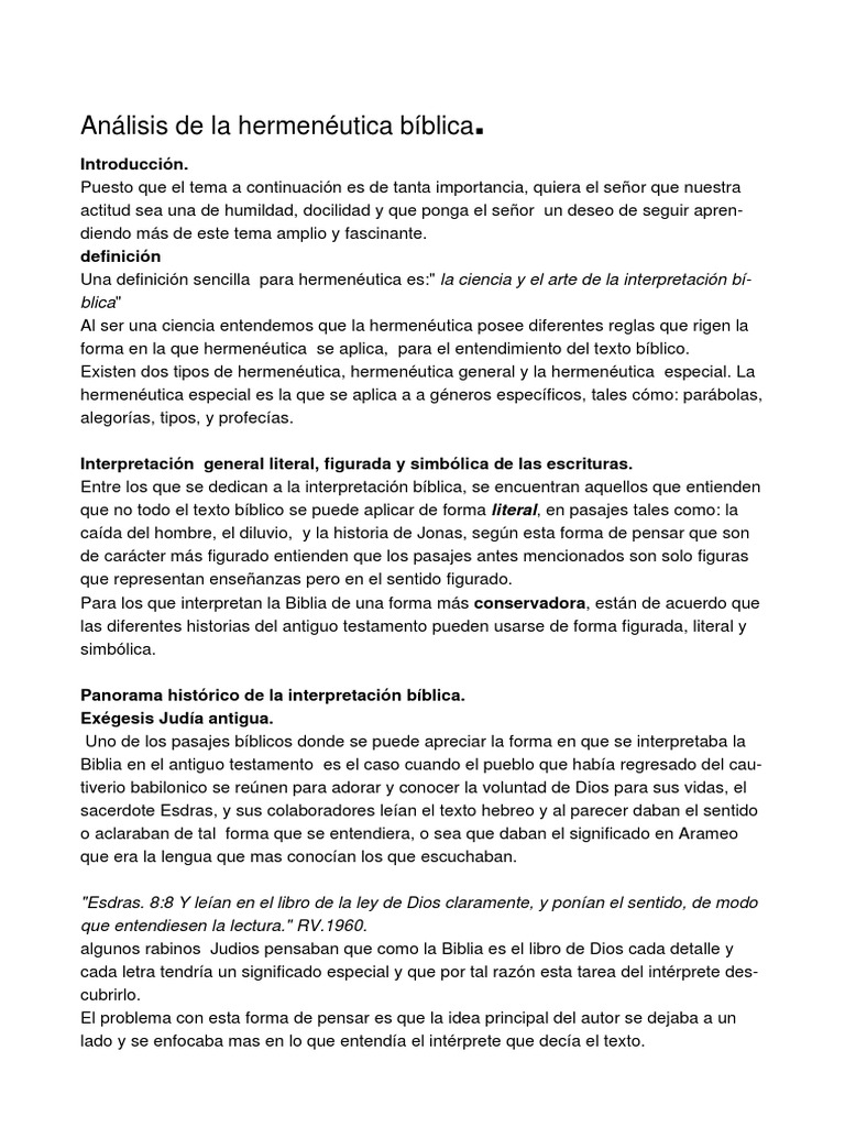 Análisis de la hermenéutica bíblica -convertido | PDF | Biblia | Hermenéutica Bíblica