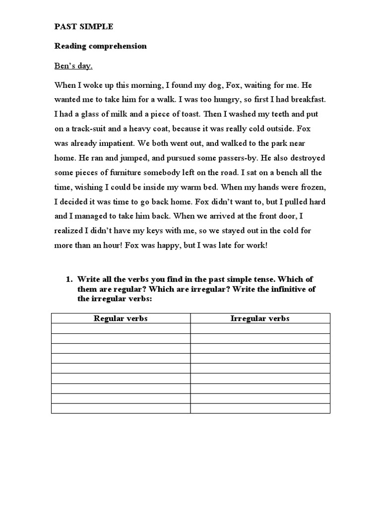 PAST-SIMPLE-Reading-Exercise | PDF