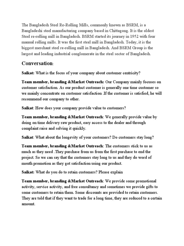 BSRM Visit | PDF | Brand | Customer