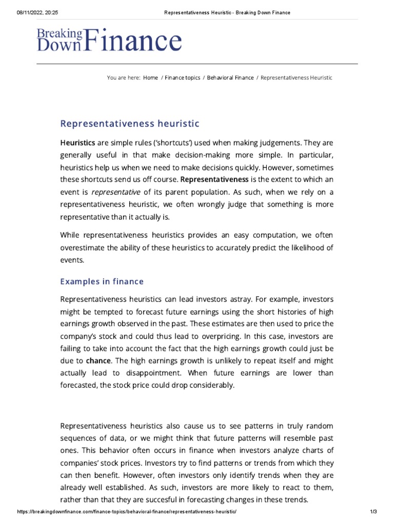Representativeness Heuristic - Breaking Down Finance | PDF ...