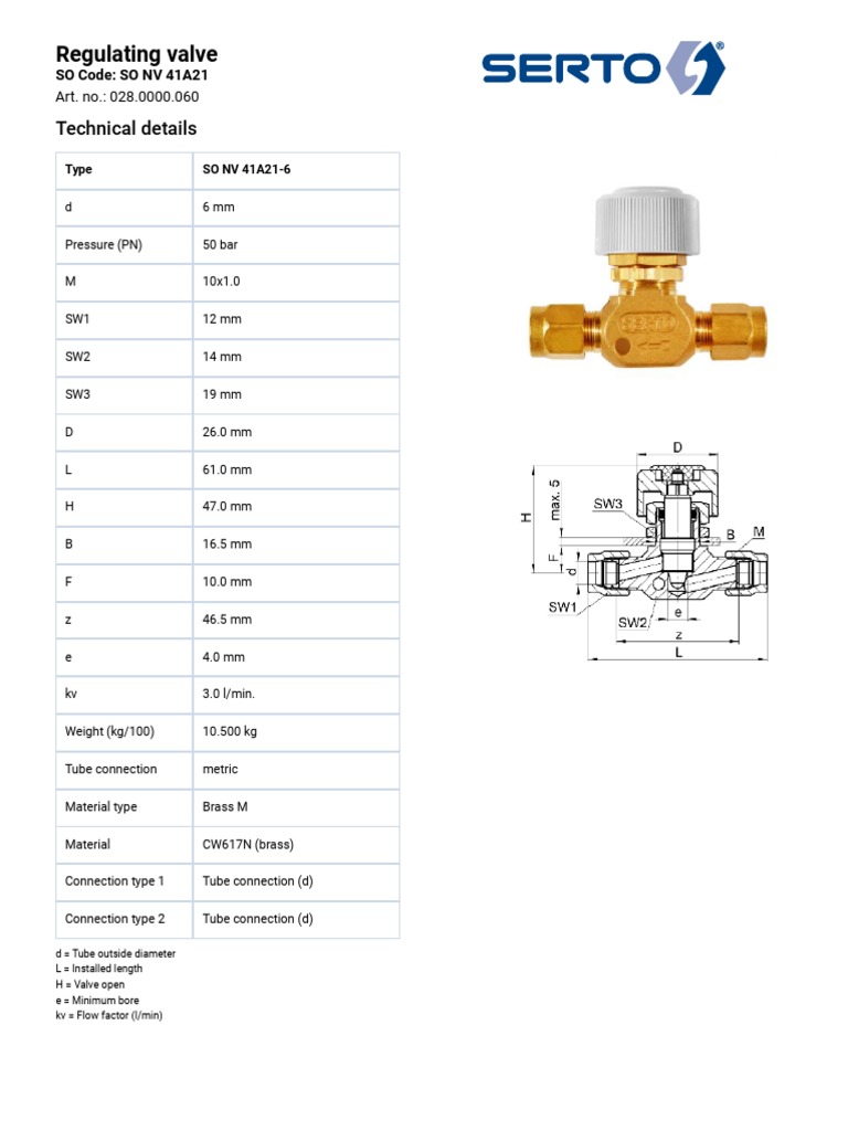 SERTO - Regulating Valve - SO 46121-6-6 | PDF