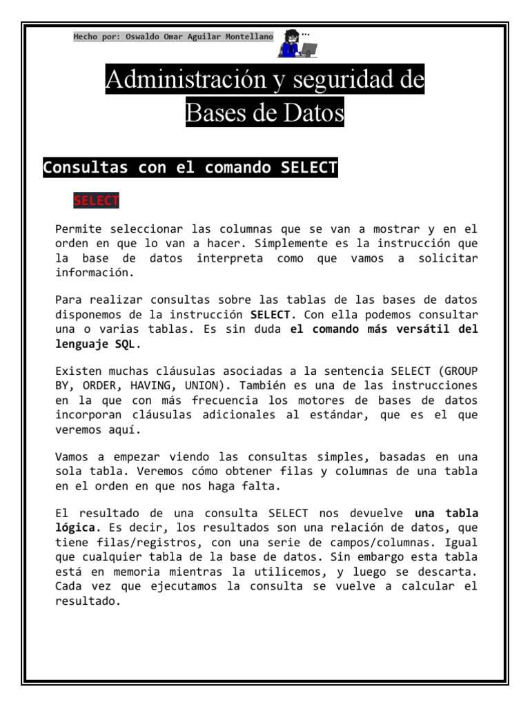 Administración y Seguridad de Bases de Datos | PDF | SQL | Transport Layer Security