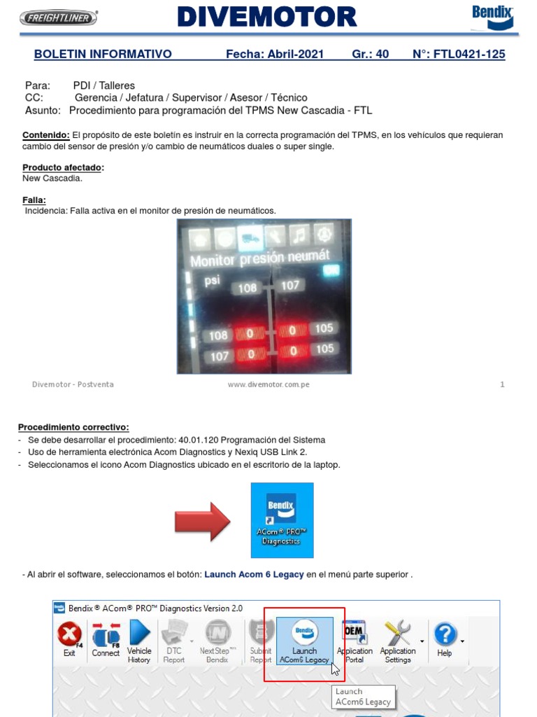 Boletín FTL0421-125 - Procedimiento para Programación Del TPMS New ...