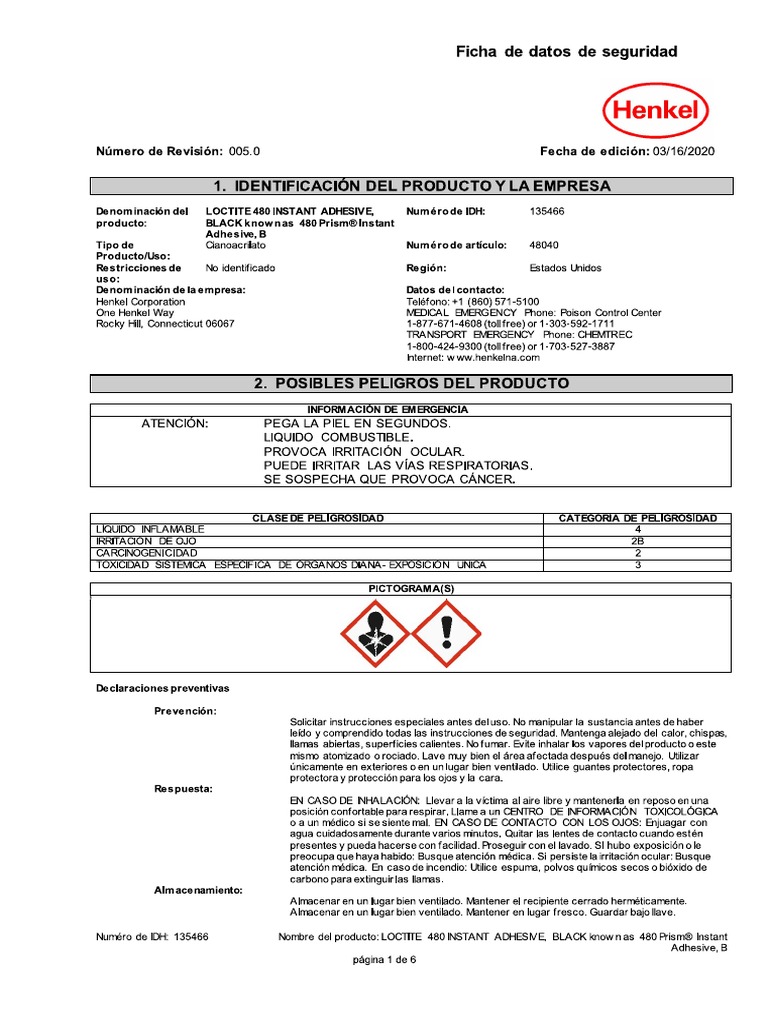 HDSM - Hoja-De-Seguridad-Loctite-480 | PDF