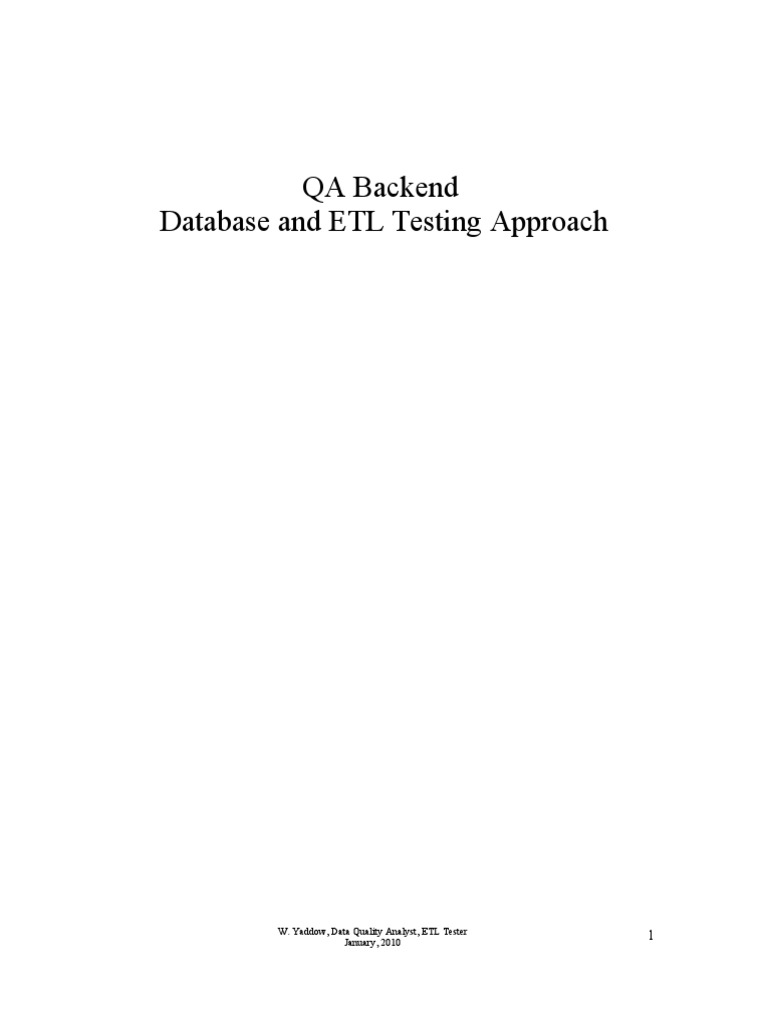Backend Database Stored Procedure Testing Strategy Approach Pdf