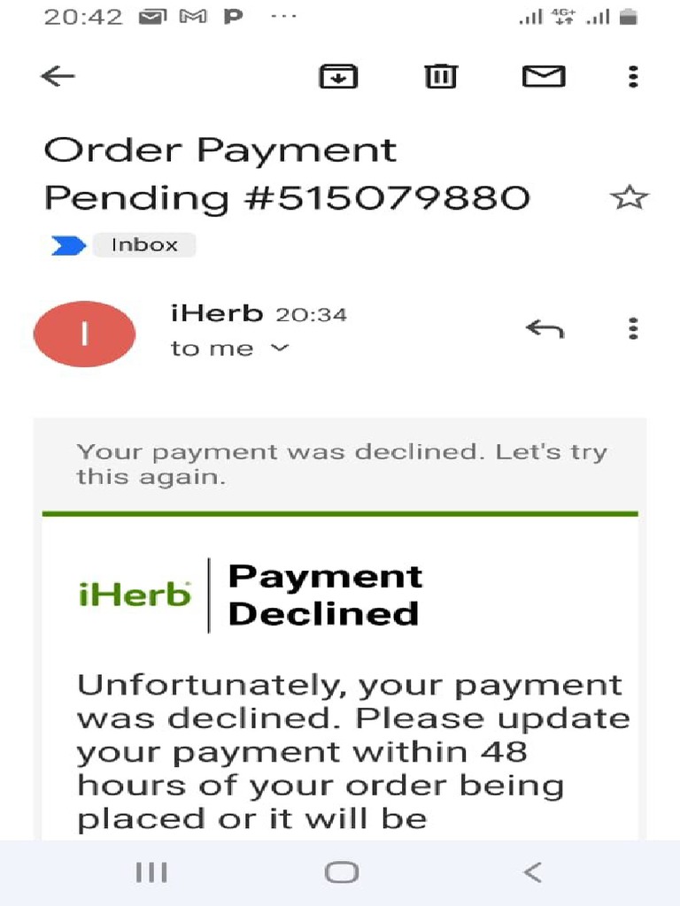 IHerb Payment Decline | PDF