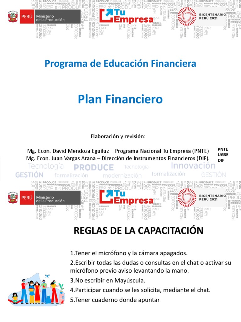 Plan Financiero: Programa de Educación Financiera | PDF | Flujo de ...