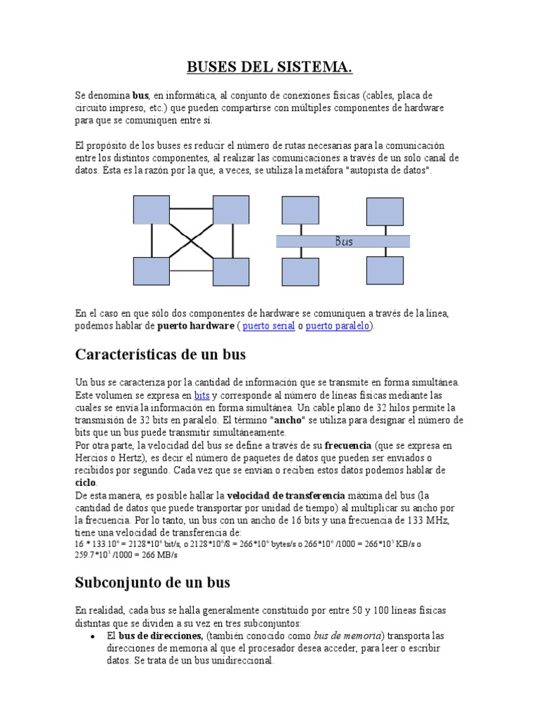 Buses Del Sistema | PDF | Hardware de la computadora | Microprocesador